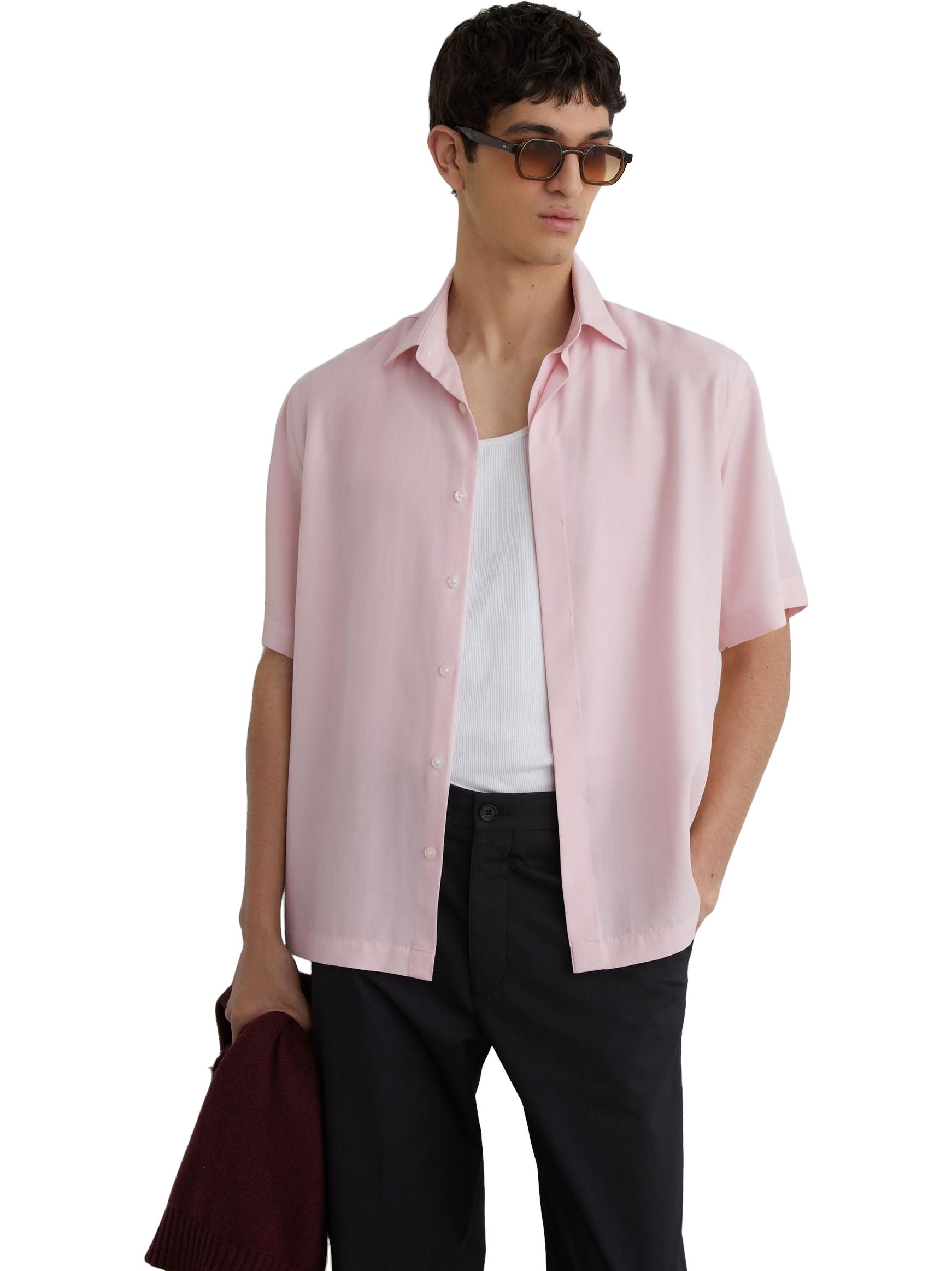 REISS supra lyocell-linen short-sleeve shirt